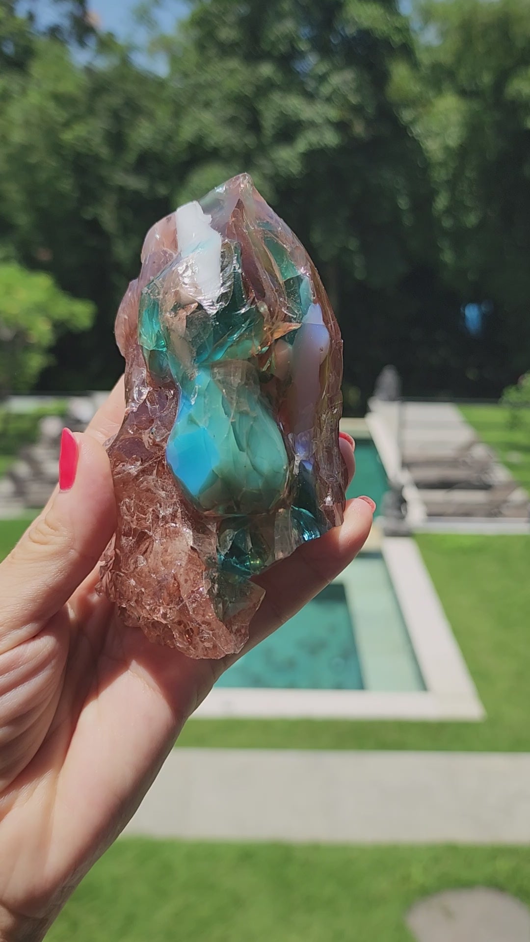 Multi- Color Pink Blue Milky Andara Altar Piece by Andara Temple