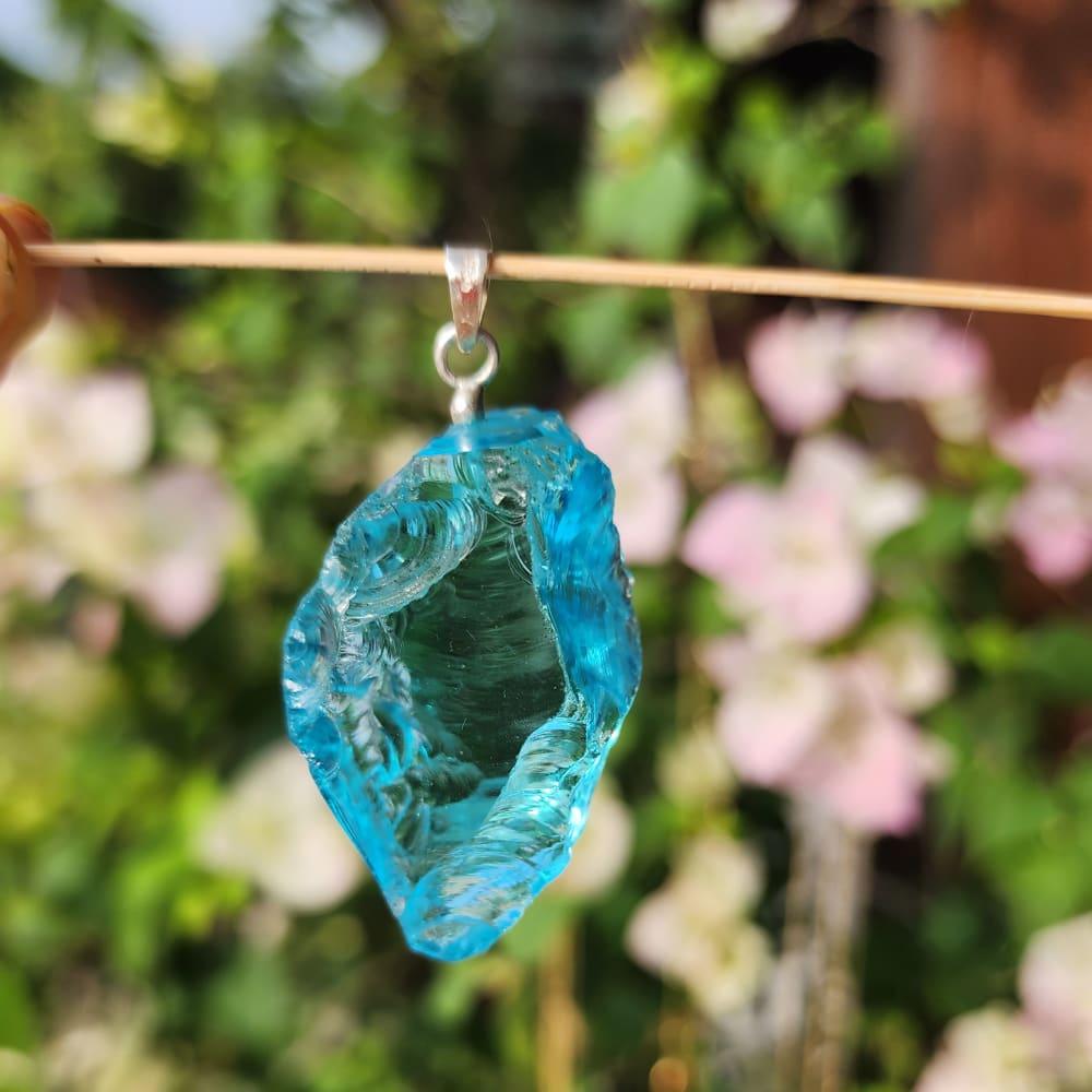 Ocean Blue Raw Andara Pendant by Andara Temple